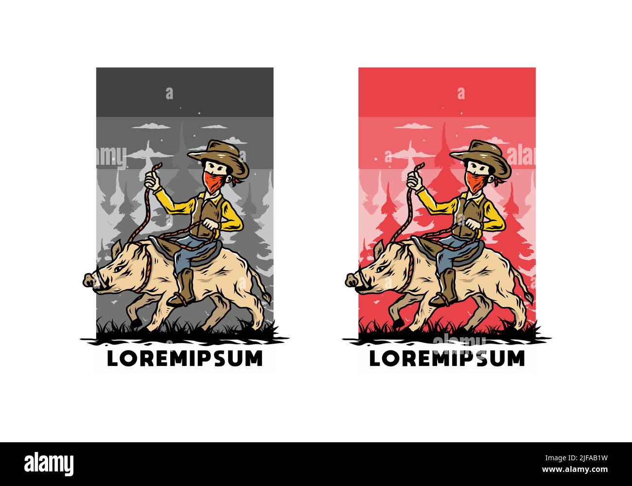 Man riding a wild boar illustration Stock Vector Image & Art - Alamy