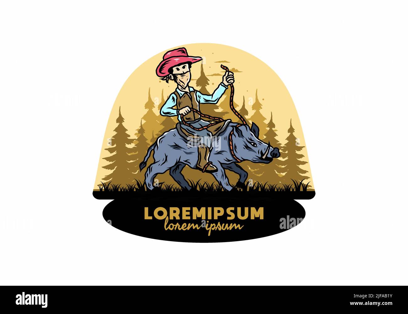 Man riding a wild boar illustration Stock Vector Image & Art - Alamy