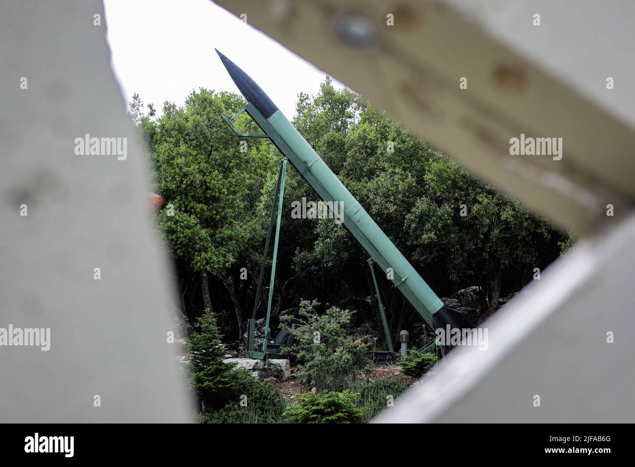Mleeta, Lebanon. 14th June, 2022. Weaponry used by Hezbollah is ...