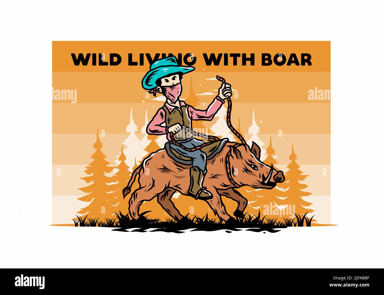Man riding a wild boar illustration Stock Vector Image & Art - Alamy