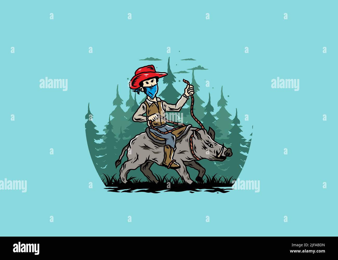 Man riding a wild boar illustration Stock Vector Image & Art - Alamy