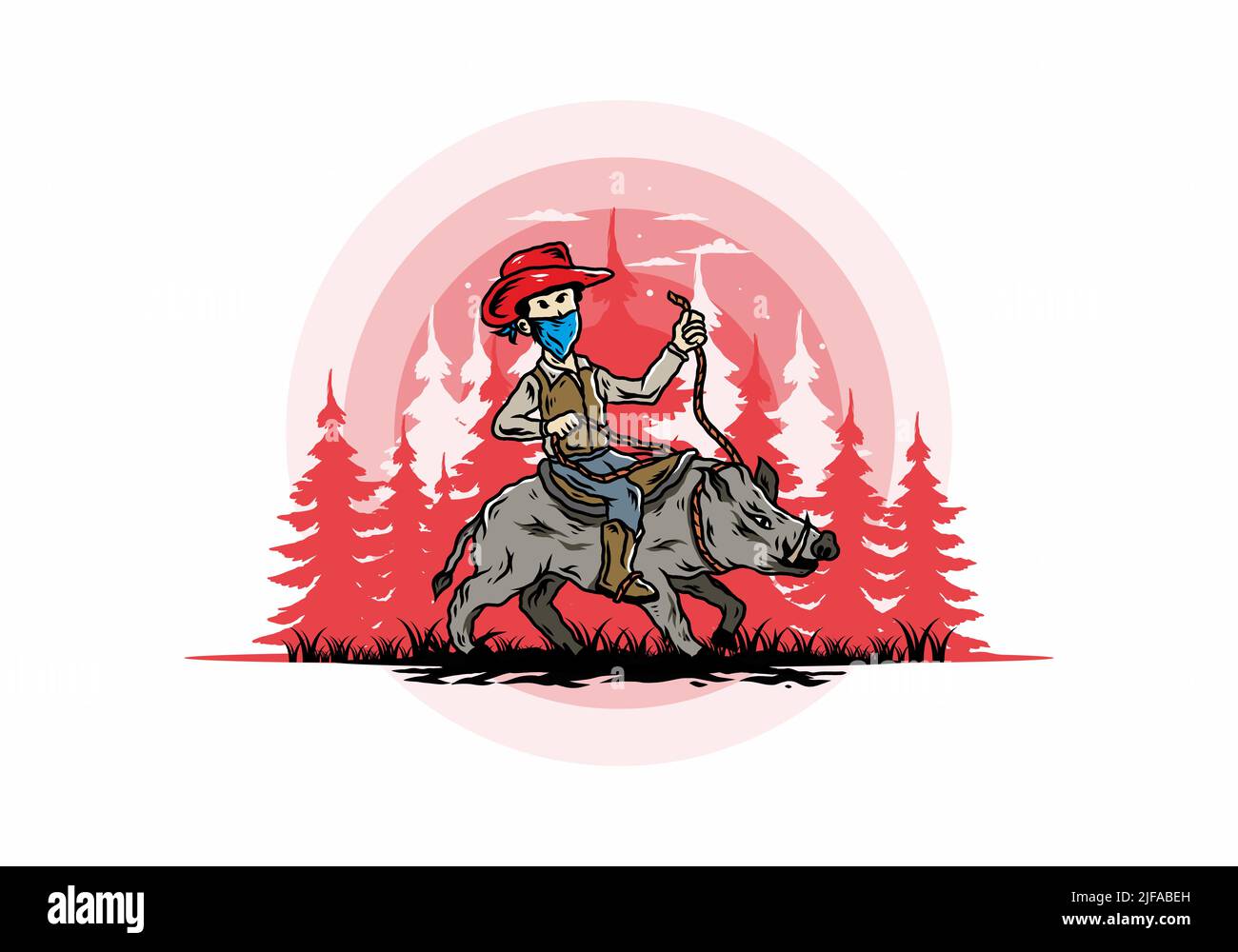 Man riding a wild boar illustration Stock Vector Image & Art - Alamy