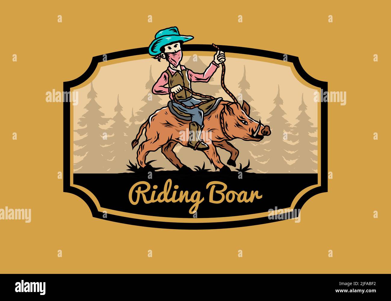 Man riding a wild boar illustration Stock Vector Image & Art - Alamy