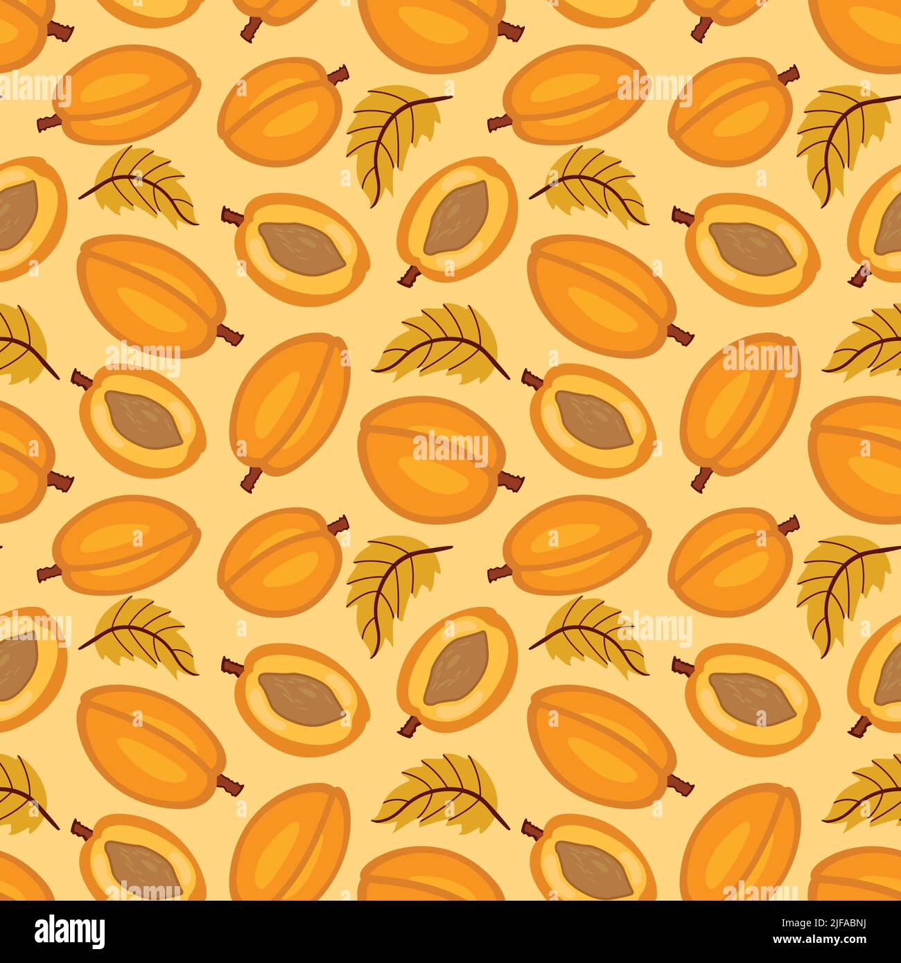 Apricot seamless pattern. fruit and sliced pieces. Summer tropical ...