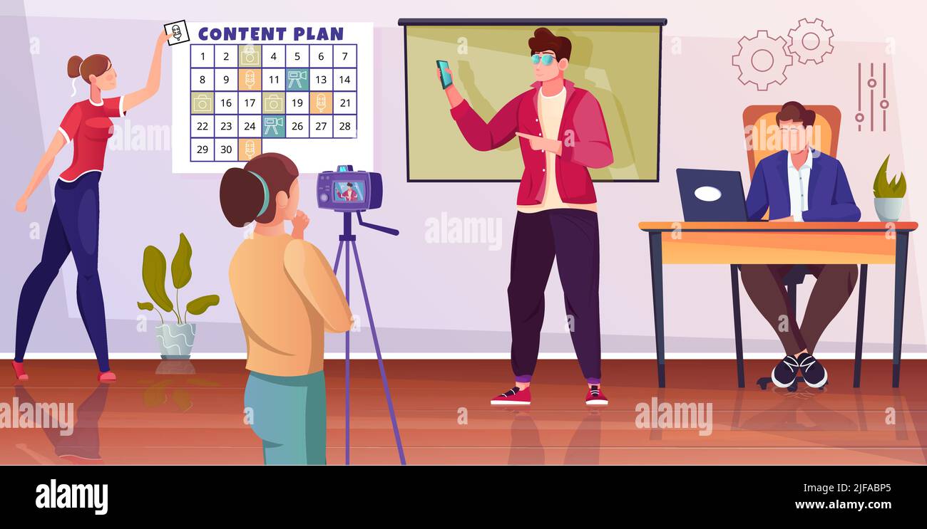 Blogger team in office Stock Vector Images - Alamy