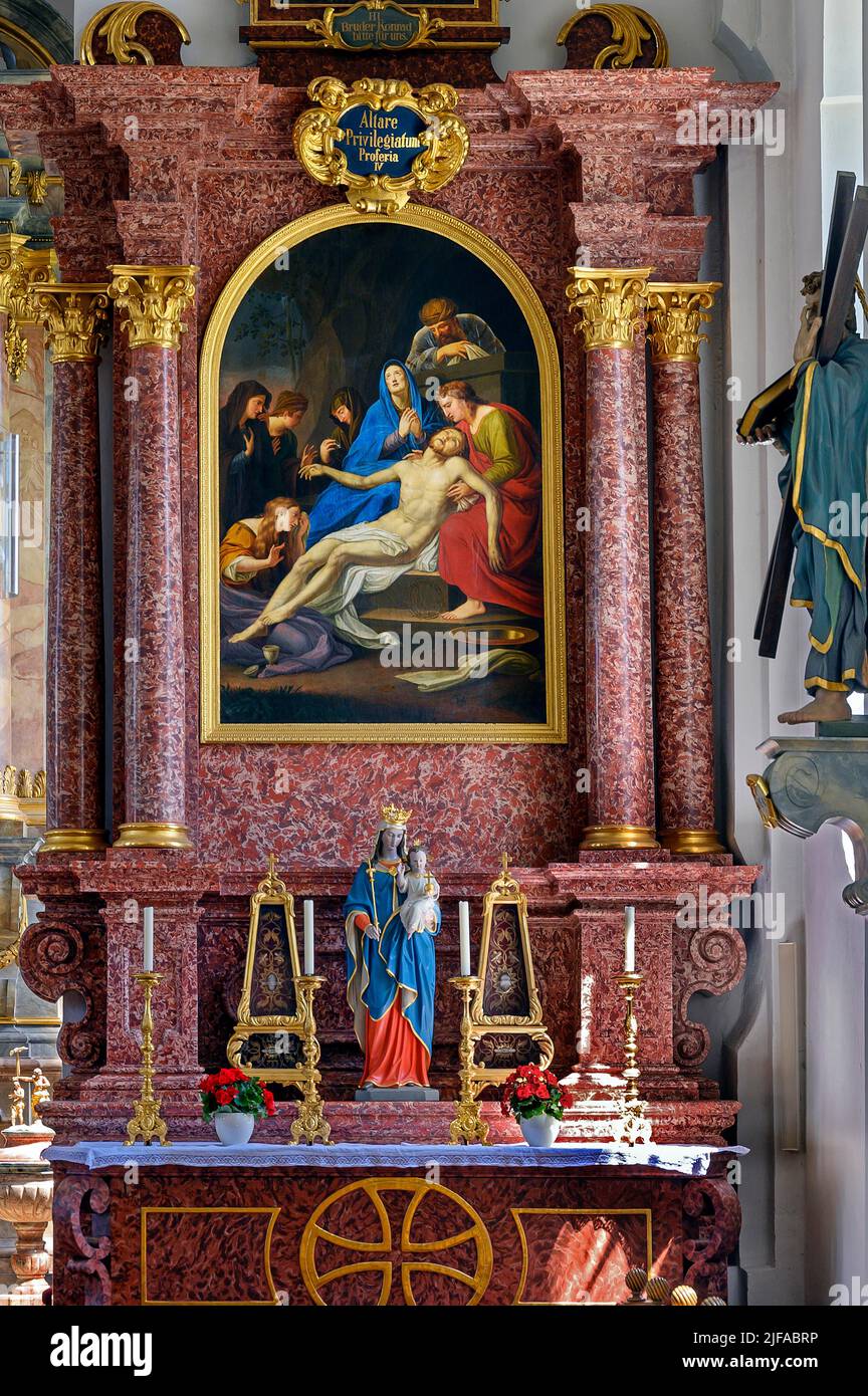 Side altar, Church of St. Ulrich in Wertach, Allgaeu, Bavaria, Germany ...