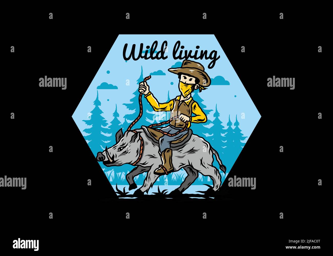 Man riding a wild boar illustration Stock Vector Image & Art - Alamy