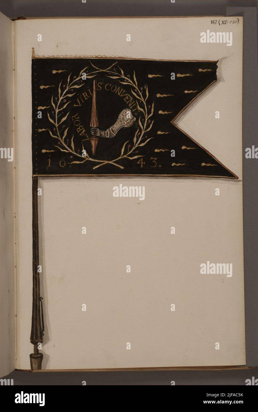 Department in gouache depicting field signs taken as a trophy of the ...