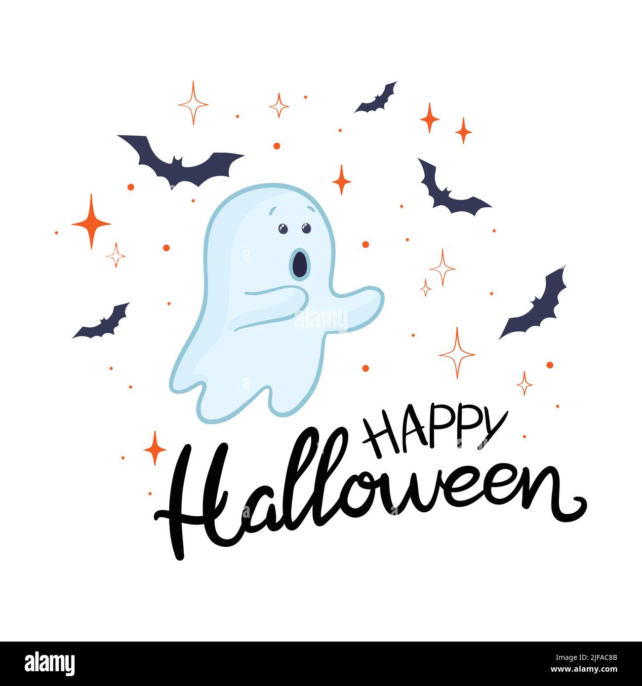 Flying ghost spirit. Happy Halloween. Scary white ghosts. Cute cartoon ...