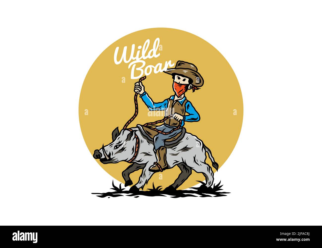 Man riding a wild boar illustration Stock Vector Image & Art - Alamy