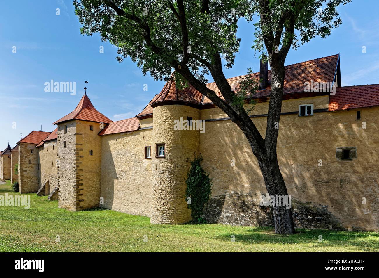 City wall, city fortification, tower, towers, trees, old town ...