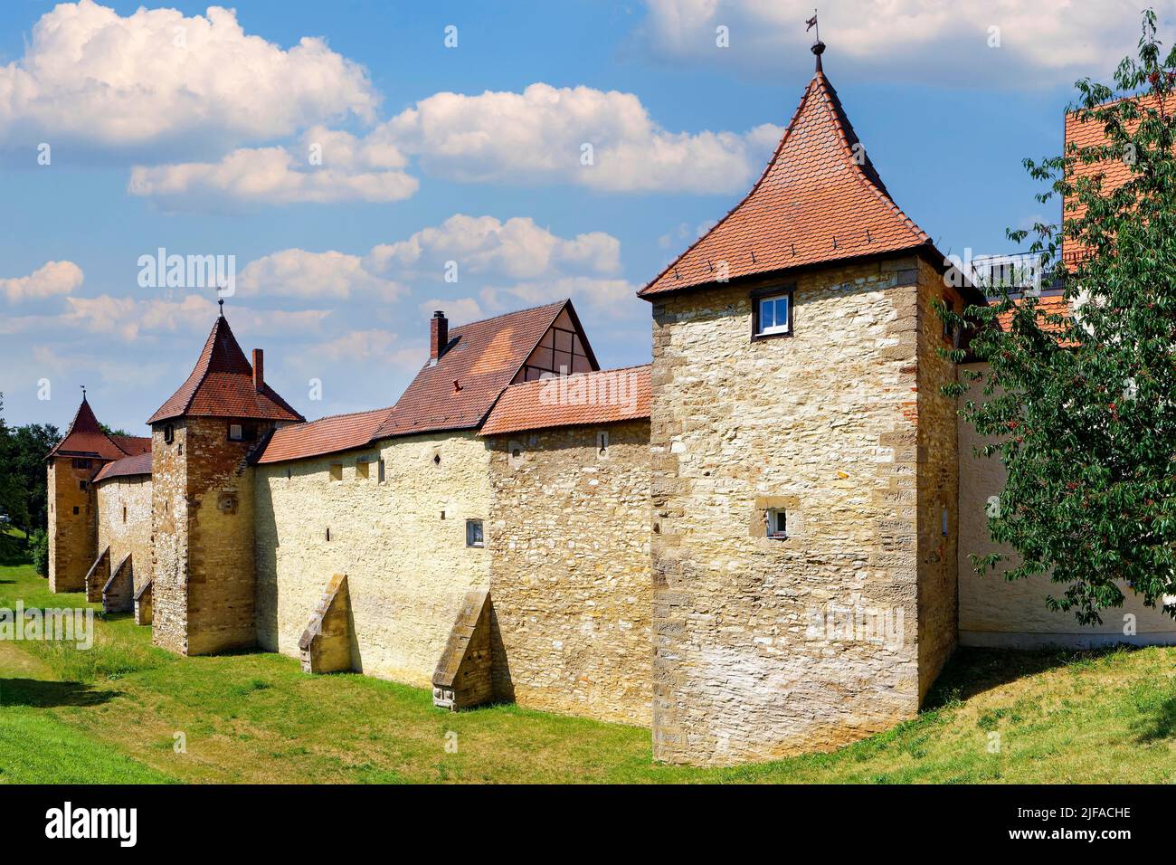 City wall, city fortification, tower, towers, trees, old town ...