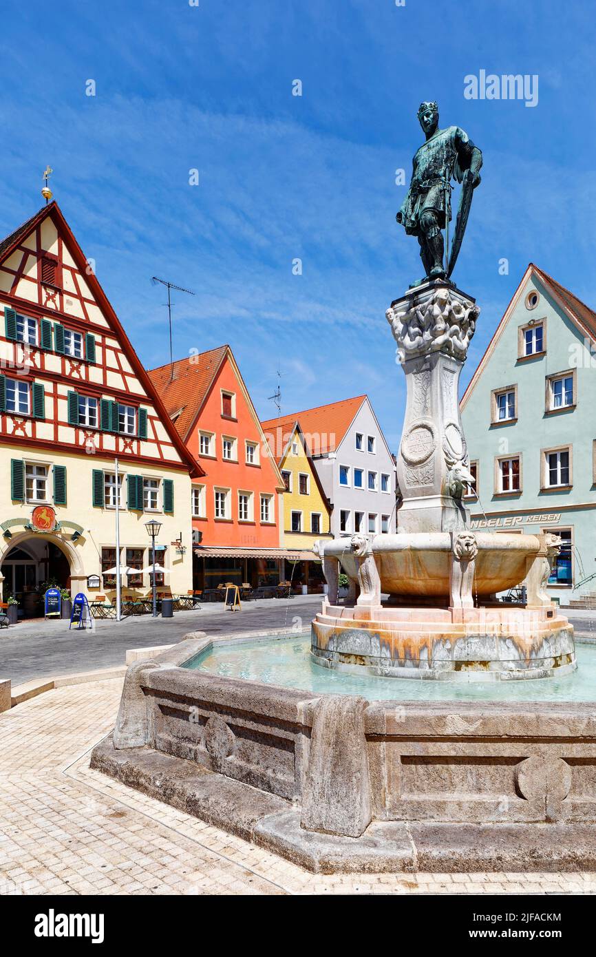 Emperor Ludwig Fountain with statue of Ludwig the Bavarian, built in ...