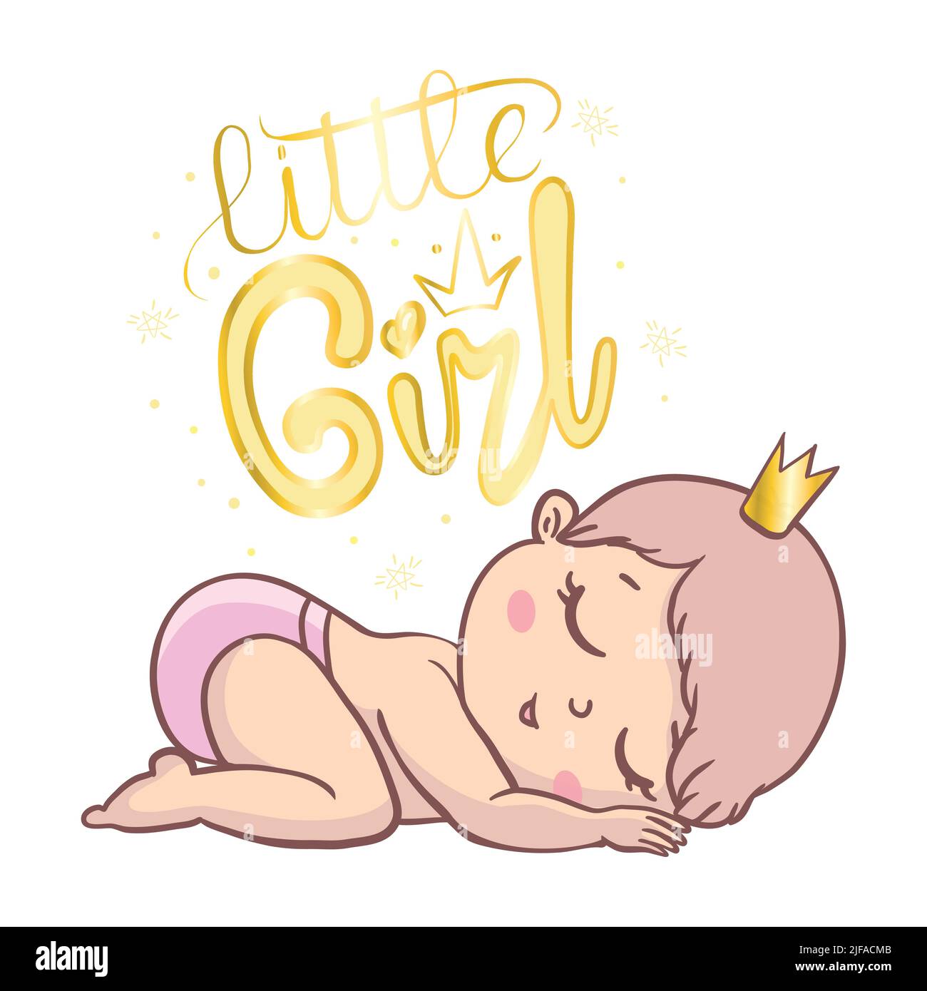 Baby girl as princess. Logo for baby product. Little princess portrait ...