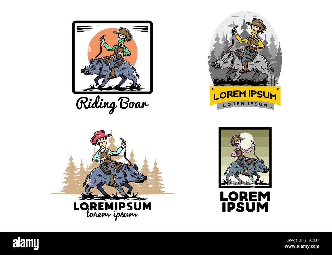 Man riding a wild boar illustration Stock Vector Image & Art - Alamy