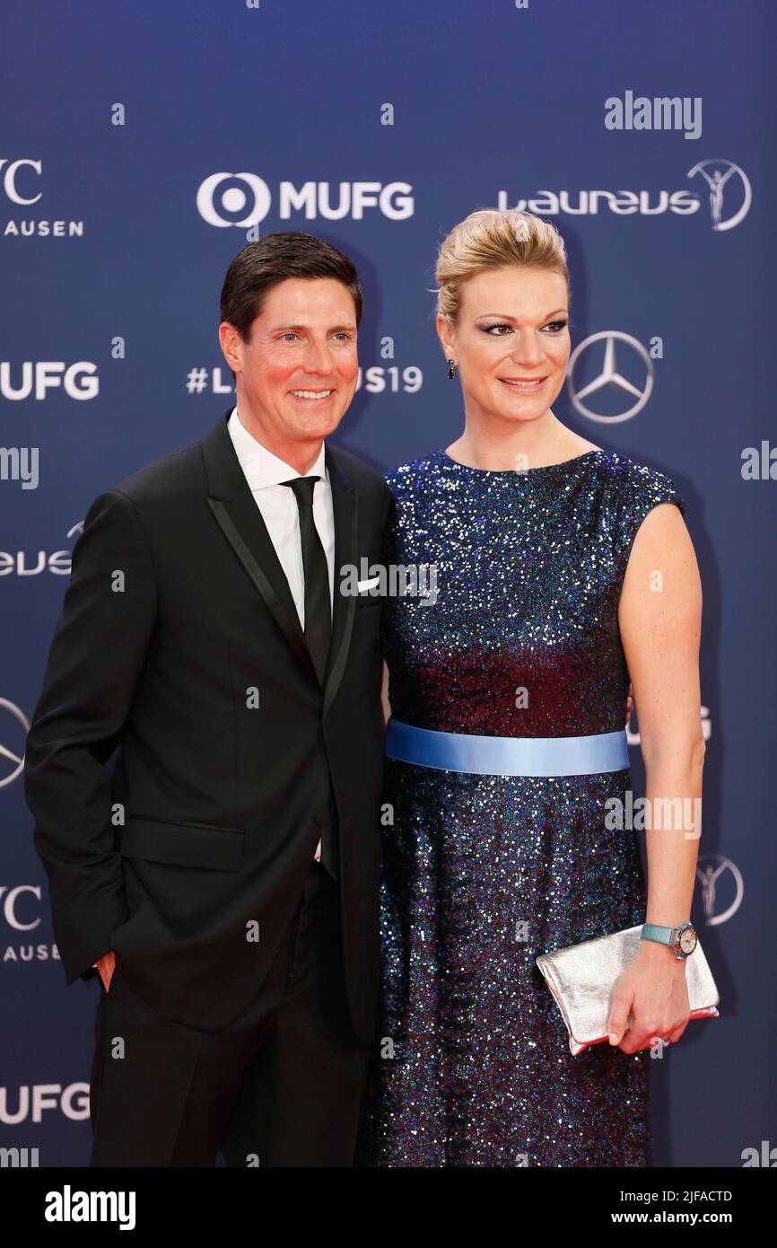 Maria Hoefl-Riesch with man Marcus Hoefl, red carpet, Laureus World ...