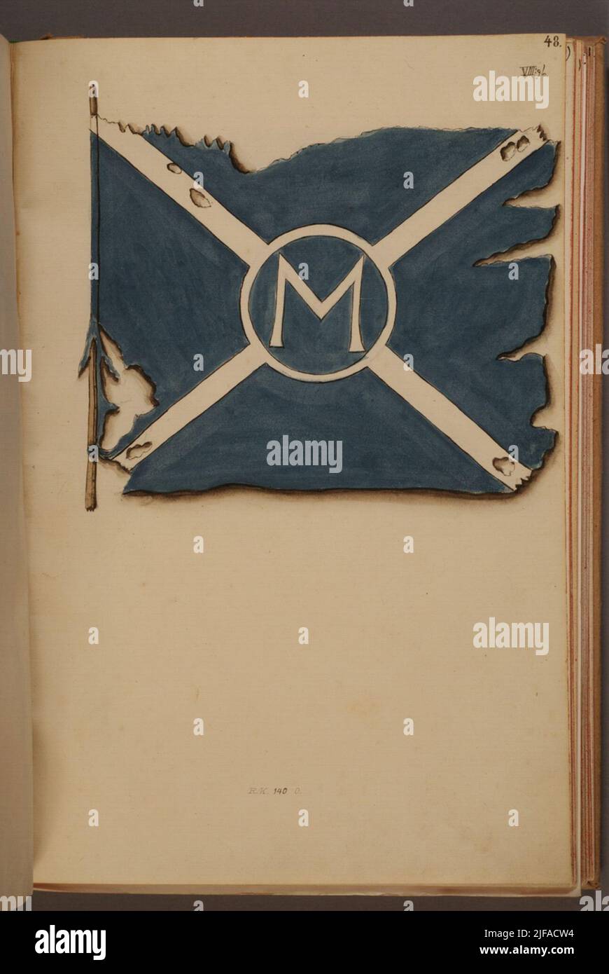 Department in gouache depicting field signs taken as a trophy of the ...