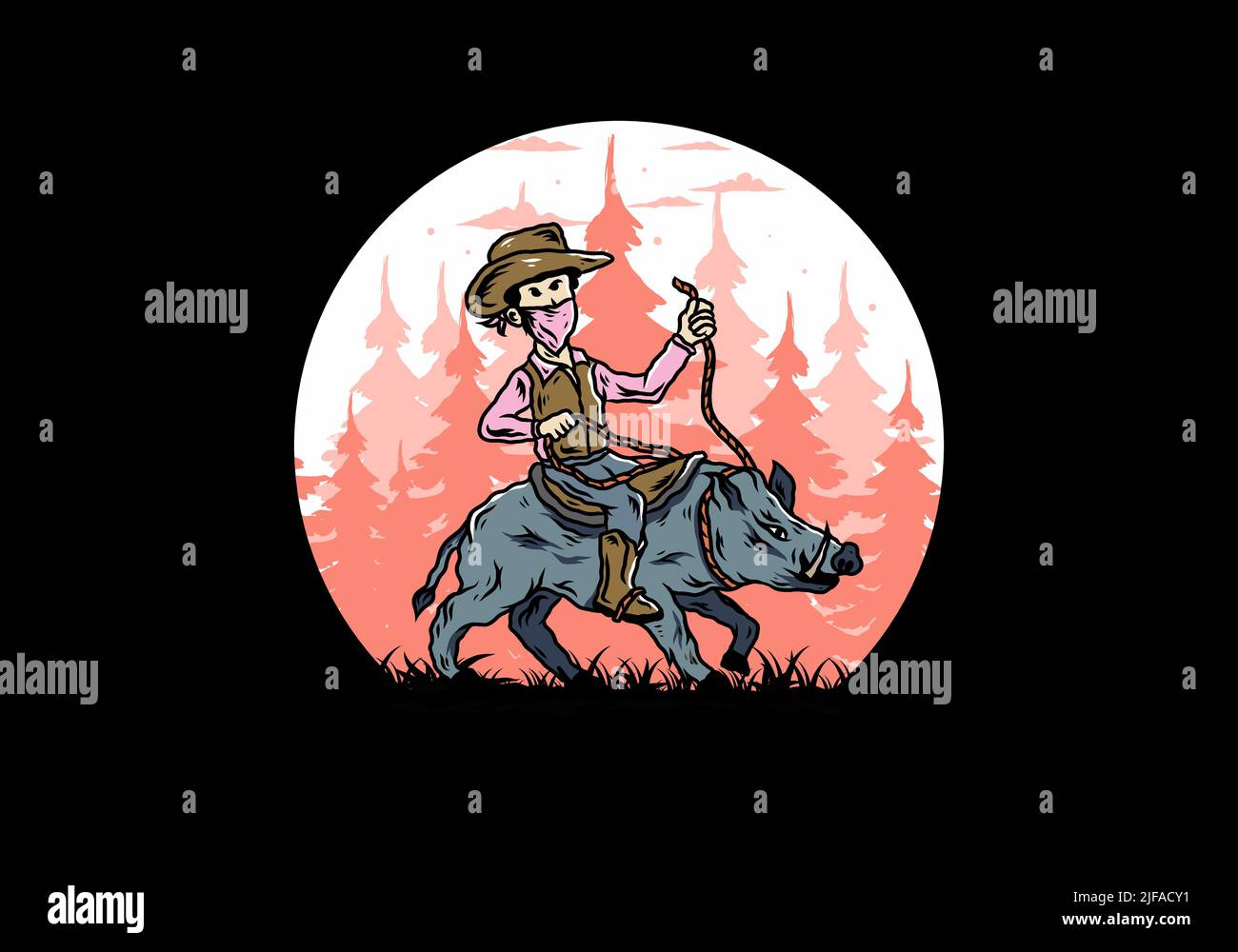 Man riding pig Stock Vector Images - Alamy