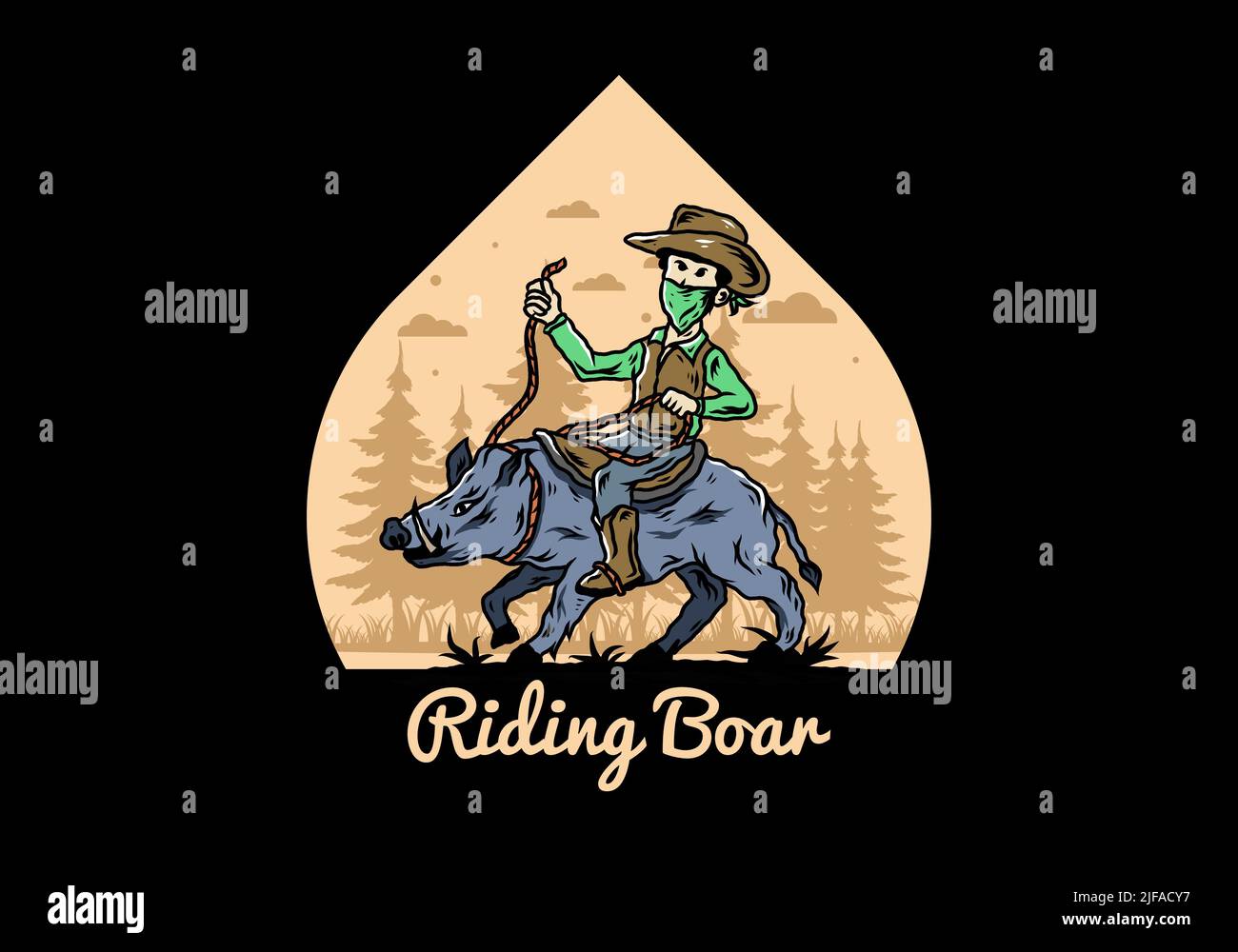 Man riding a wild boar illustration Stock Vector Image & Art - Alamy
