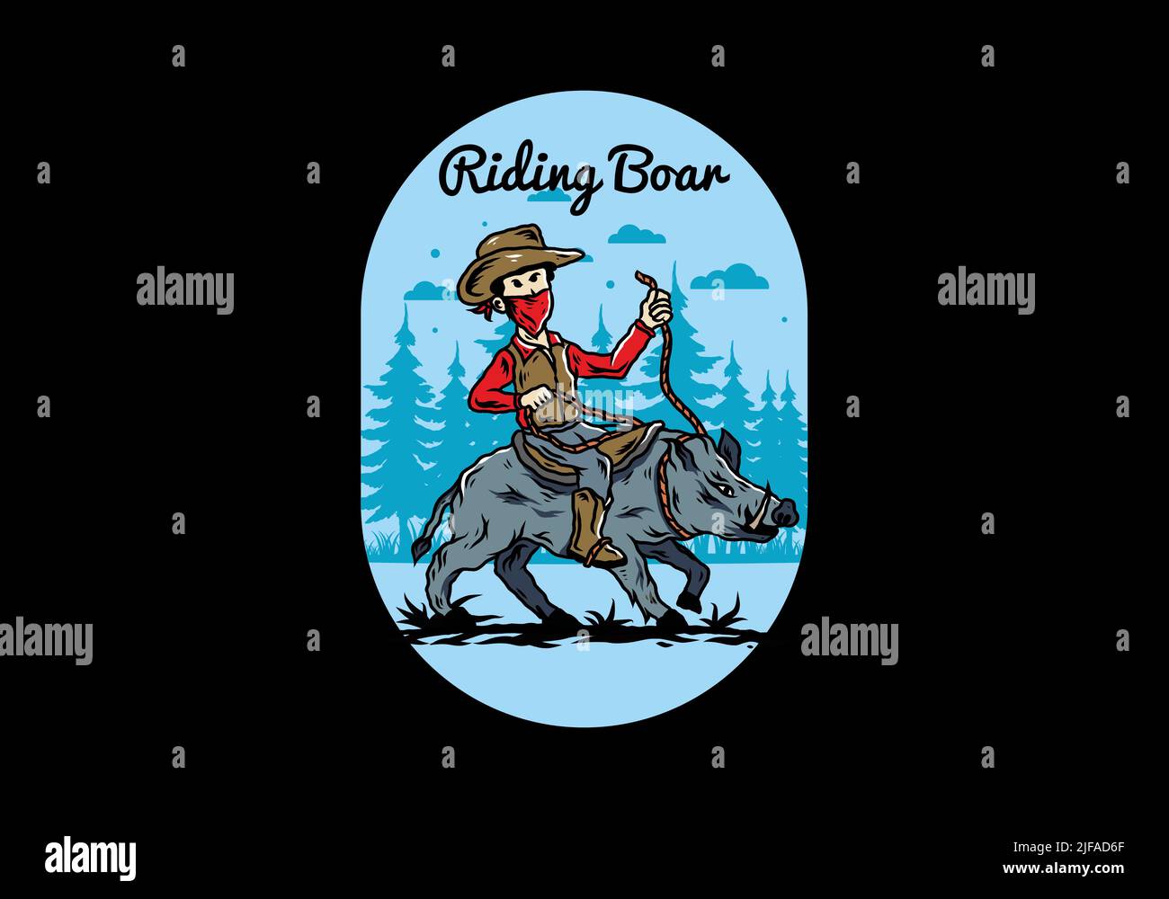 Man riding a wild boar illustration Stock Vector Image & Art - Alamy