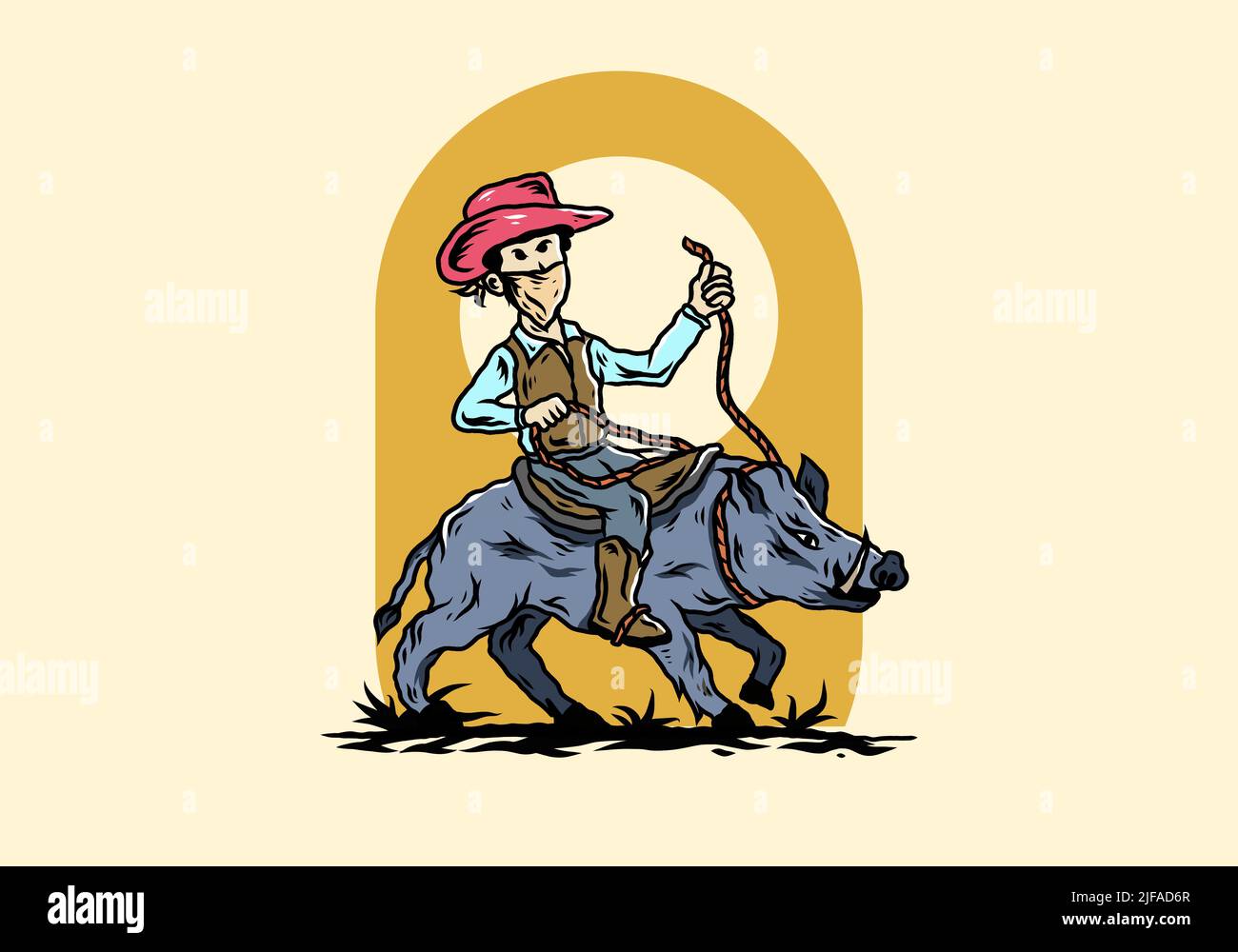 Man riding a wild boar illustration Stock Vector Image & Art - Alamy