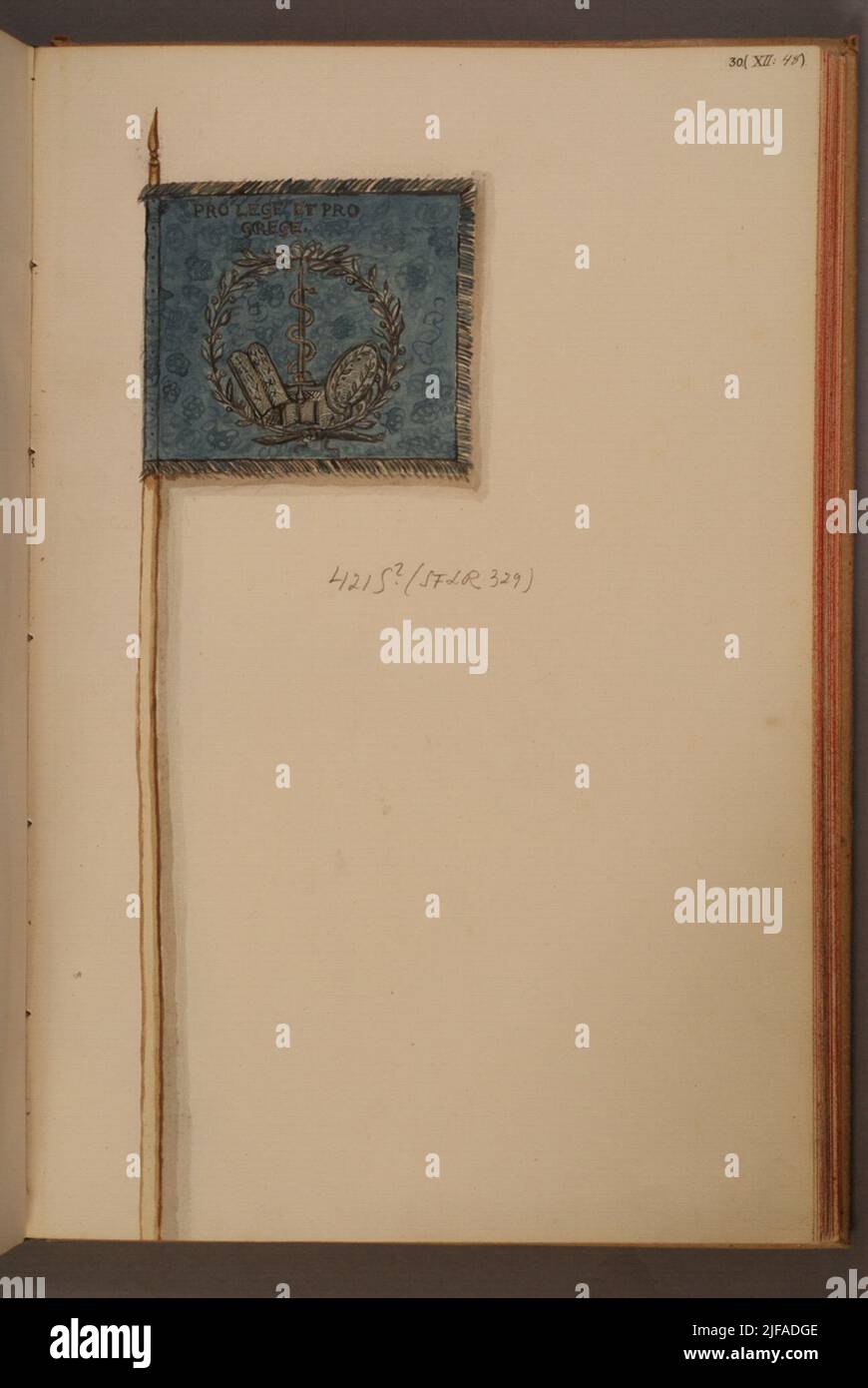 Department in gouache depicting field signs taken as a trophy of the ...