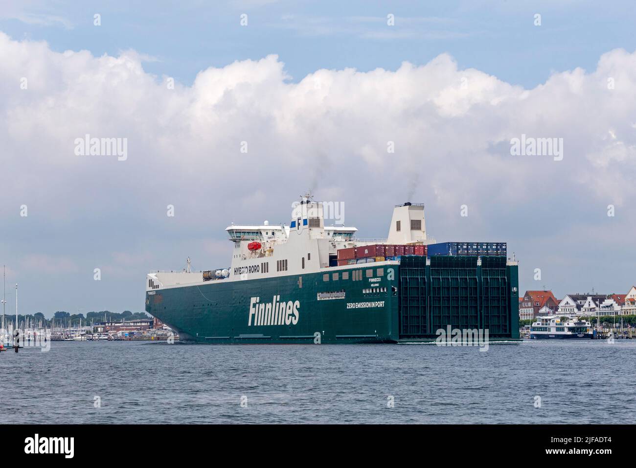 Finnlines ferry Hybrid Roro arrives, Travemuende, Luebeck, Schleswig ...