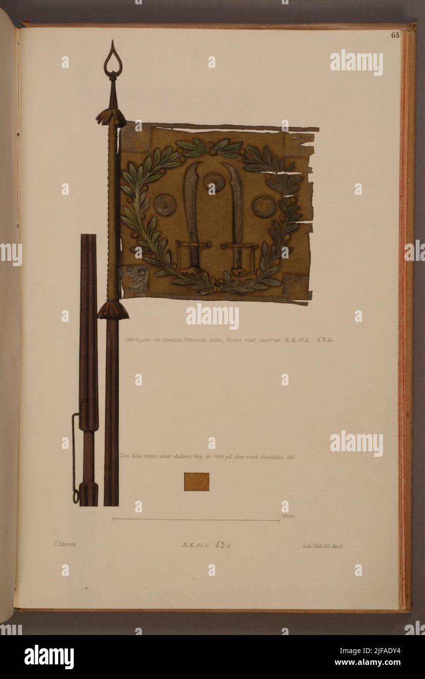 Department in gouache depicting field signs taken as a trophy of the ...