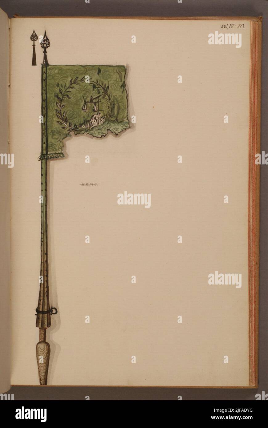 Department in gouache depicting field signs taken as a trophy of the ...