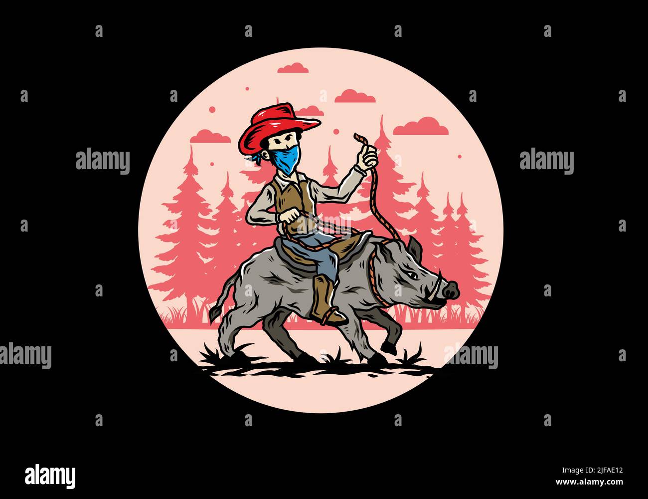 Man riding a wild boar illustration Stock Vector Image & Art - Alamy