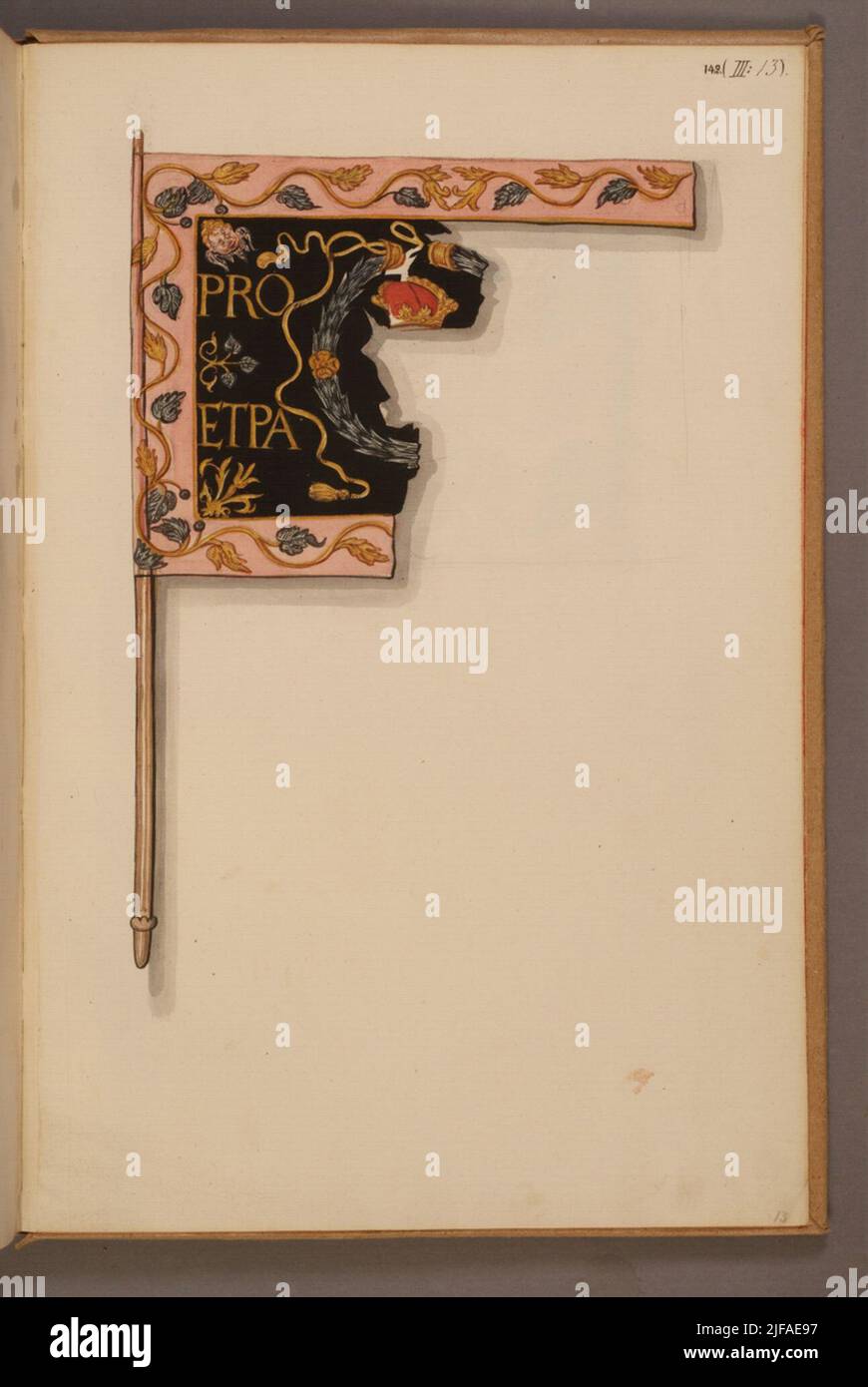 Department in gouache depicting field signs taken as a trophy of the ...