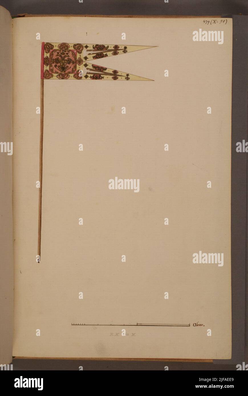 Department in gouache depicting field signs taken as a trophy of the ...