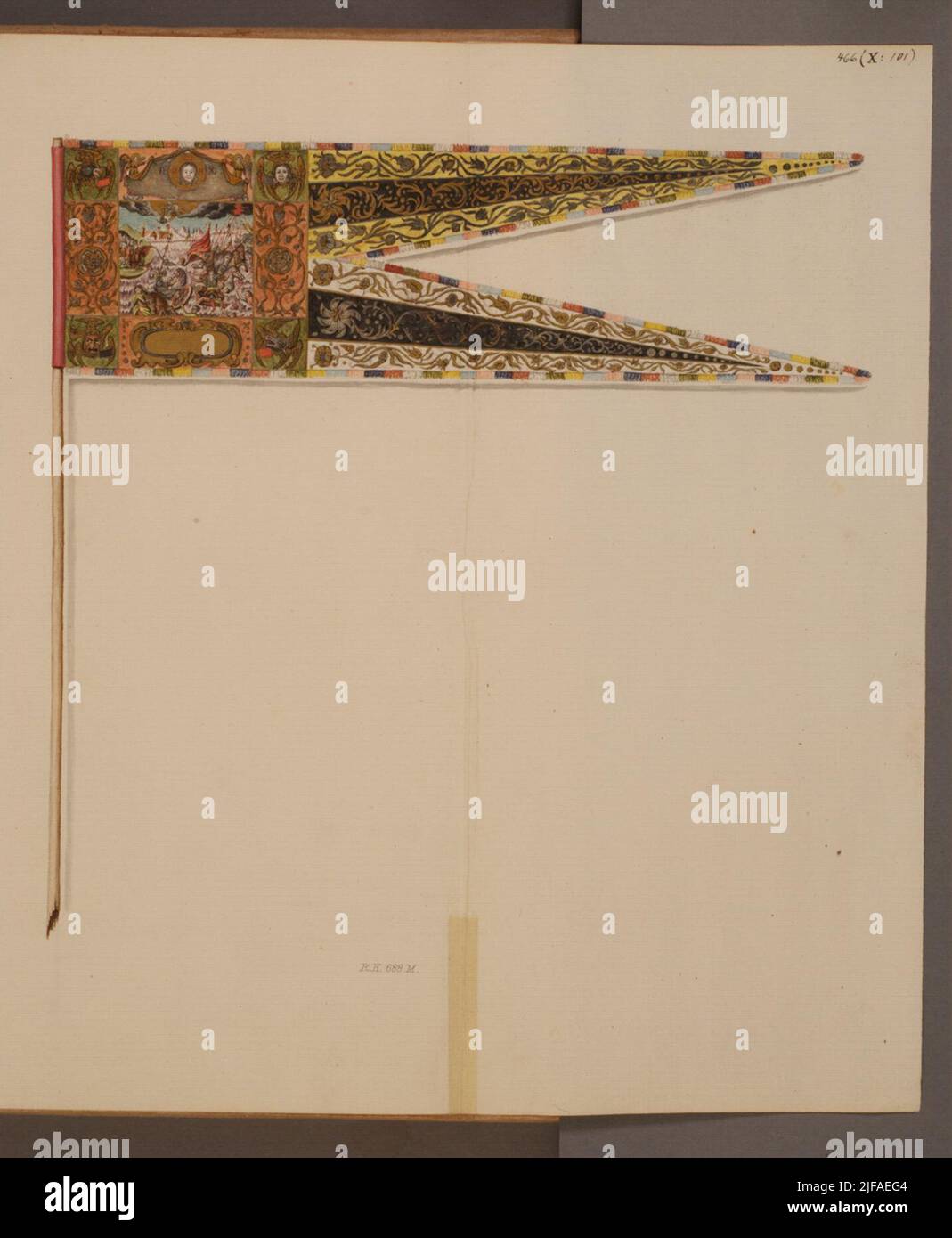 Department in gouache depicting field signs taken as a trophy of the ...