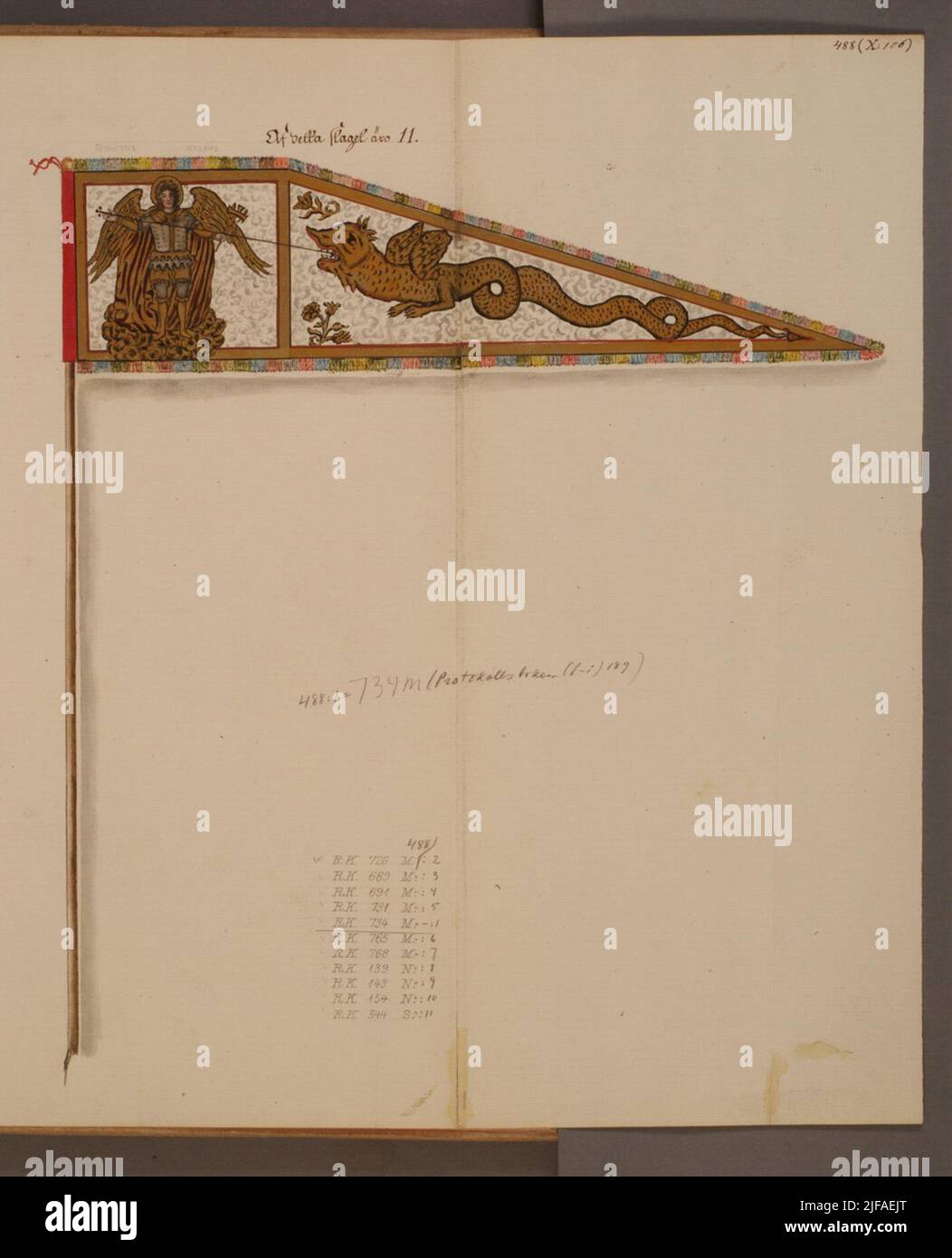Department in gouache depicting field signs taken as a trophy of the ...