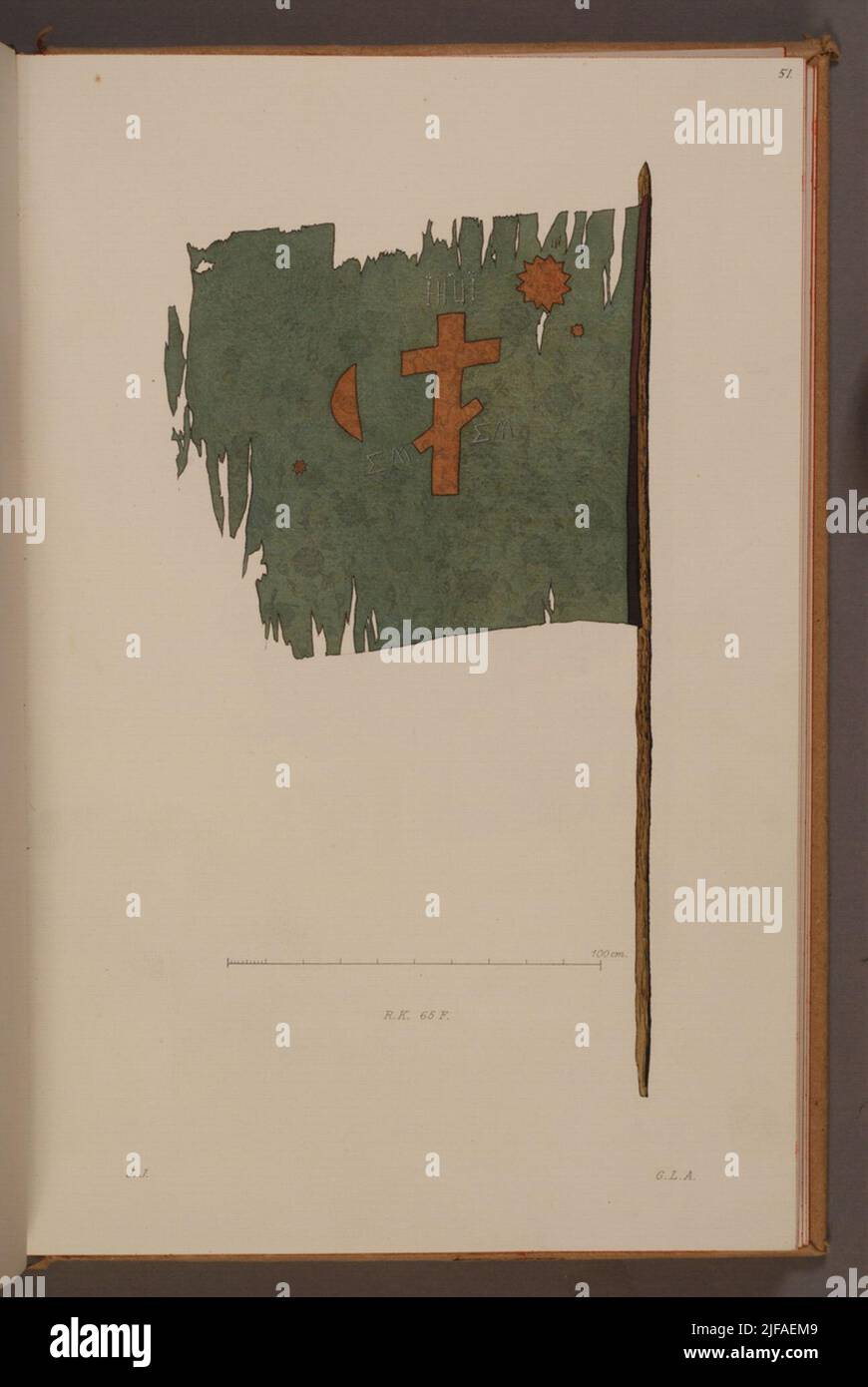 Department in gouache depicting field signs taken as a trophy of the ...