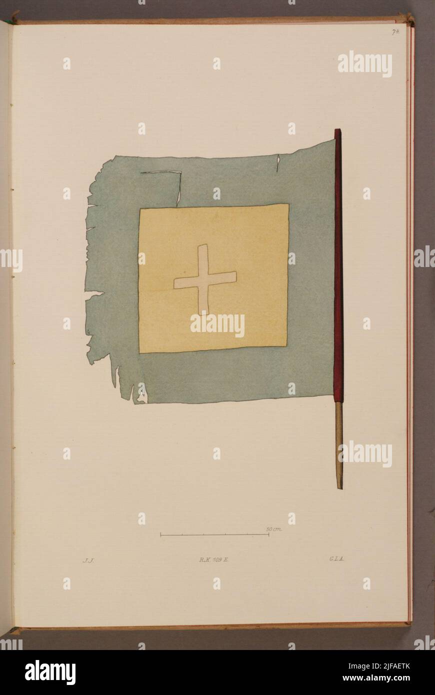 Department in gouache depicting field signs taken as a trophy of the ...