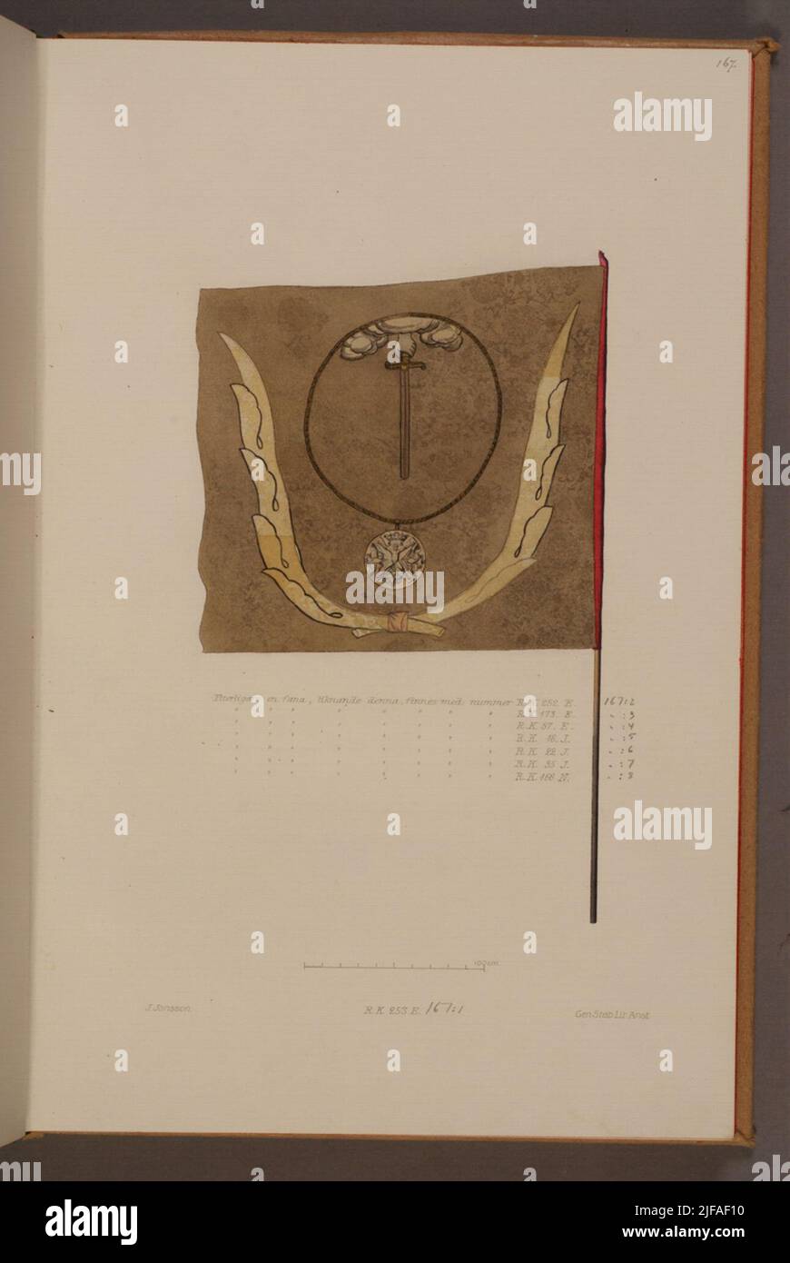 Department in gouache depicting field signs taken as a trophy of the ...