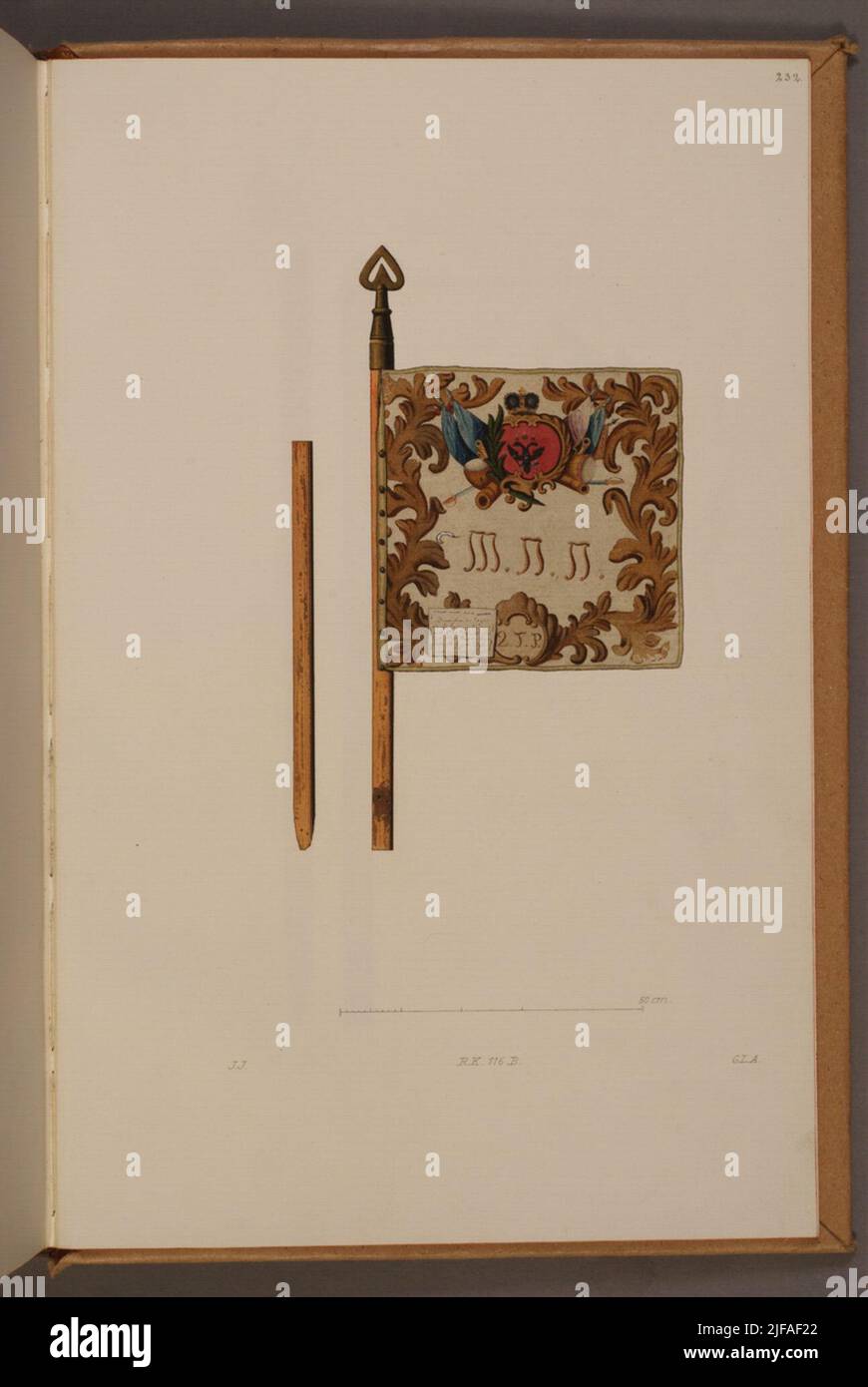 Department in gouache depicting field signs taken as a trophy of the ...