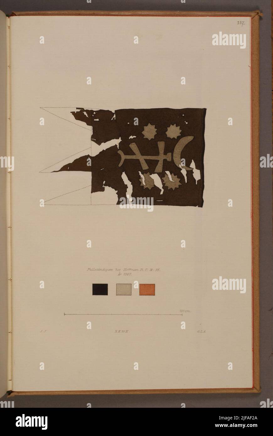 Department in gouache depicting field signs taken as a trophy of the ...