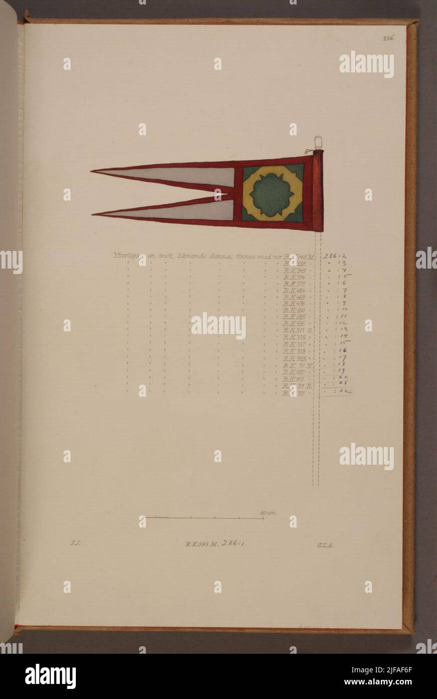 Department in gouache depicting field signs taken as a trophy of the ...
