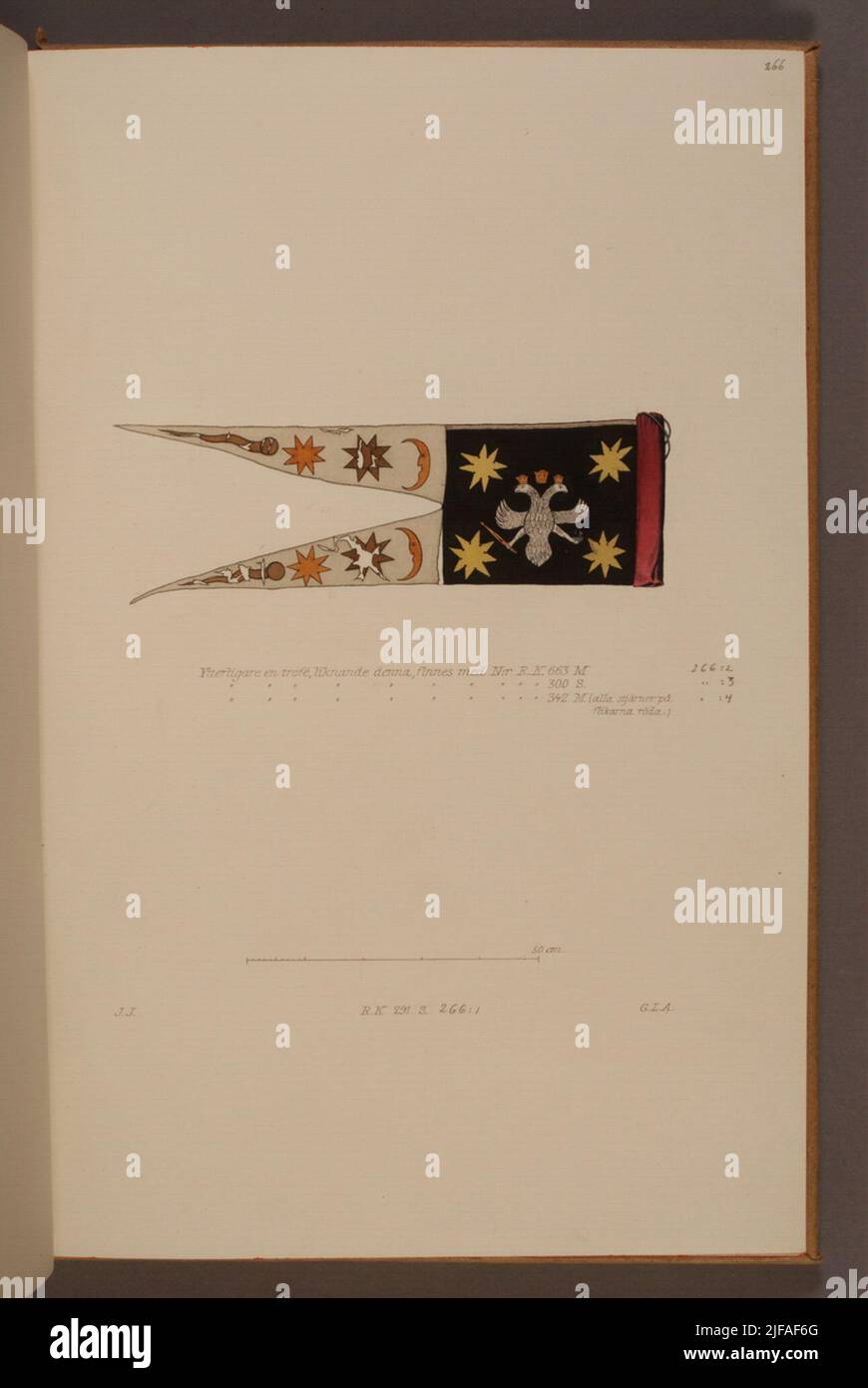 Department in gouache depicting field signs taken as a trophy of the ...