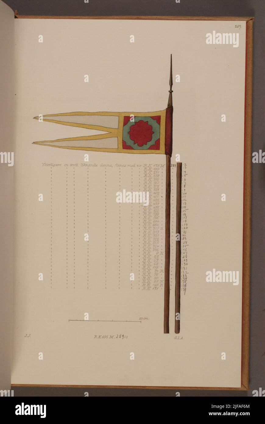 Department in gouache depicting field signs taken as a trophy of the ...