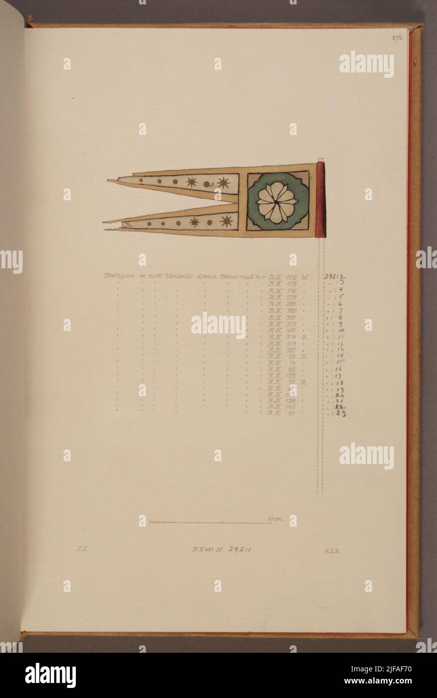 Department in gouache depicting field signs taken as a trophy of the ...