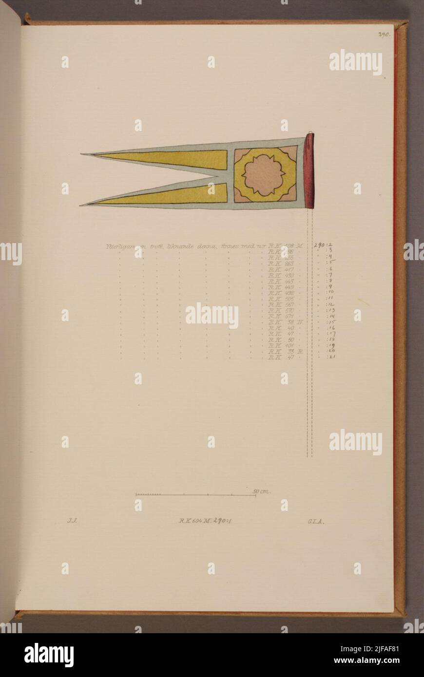 Department in gouache depicting field signs taken as a trophy of the ...