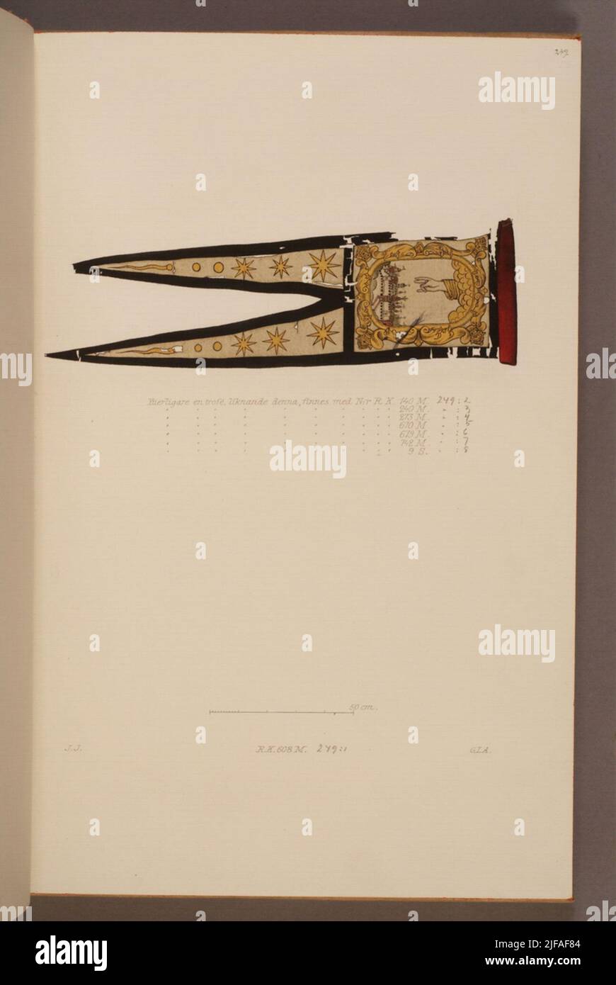 Department in gouache depicting field signs taken as a trophy of the ...