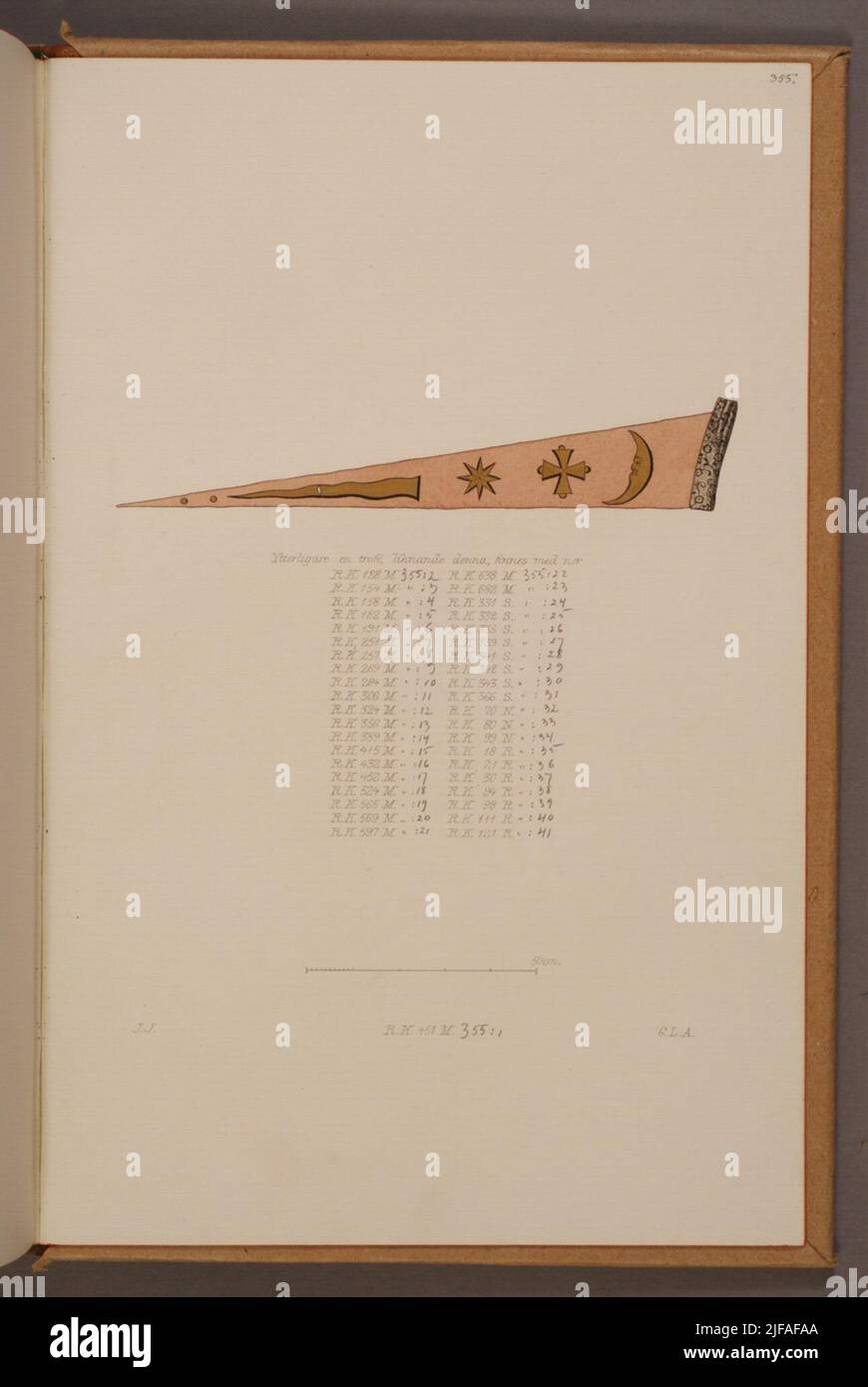 Department in gouache depicting field signs taken as a trophy of the ...