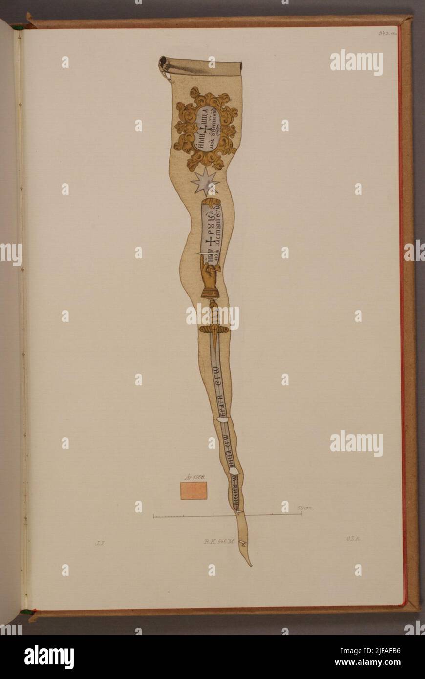 Department in gouache depicting field signs taken as a trophy of the ...