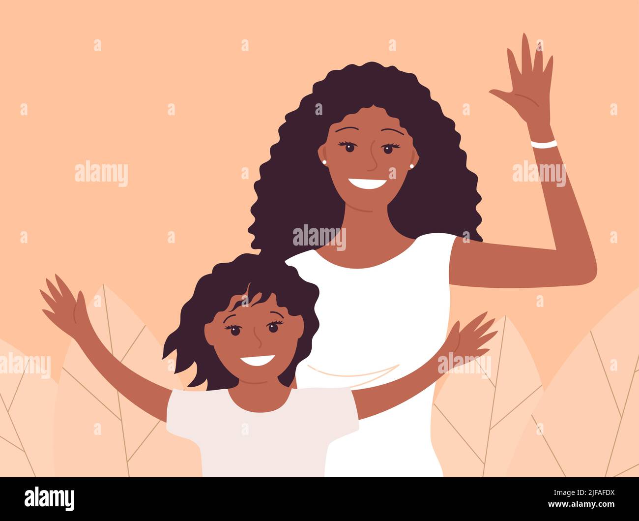 Young happy mother with little daughter. African American family ...
