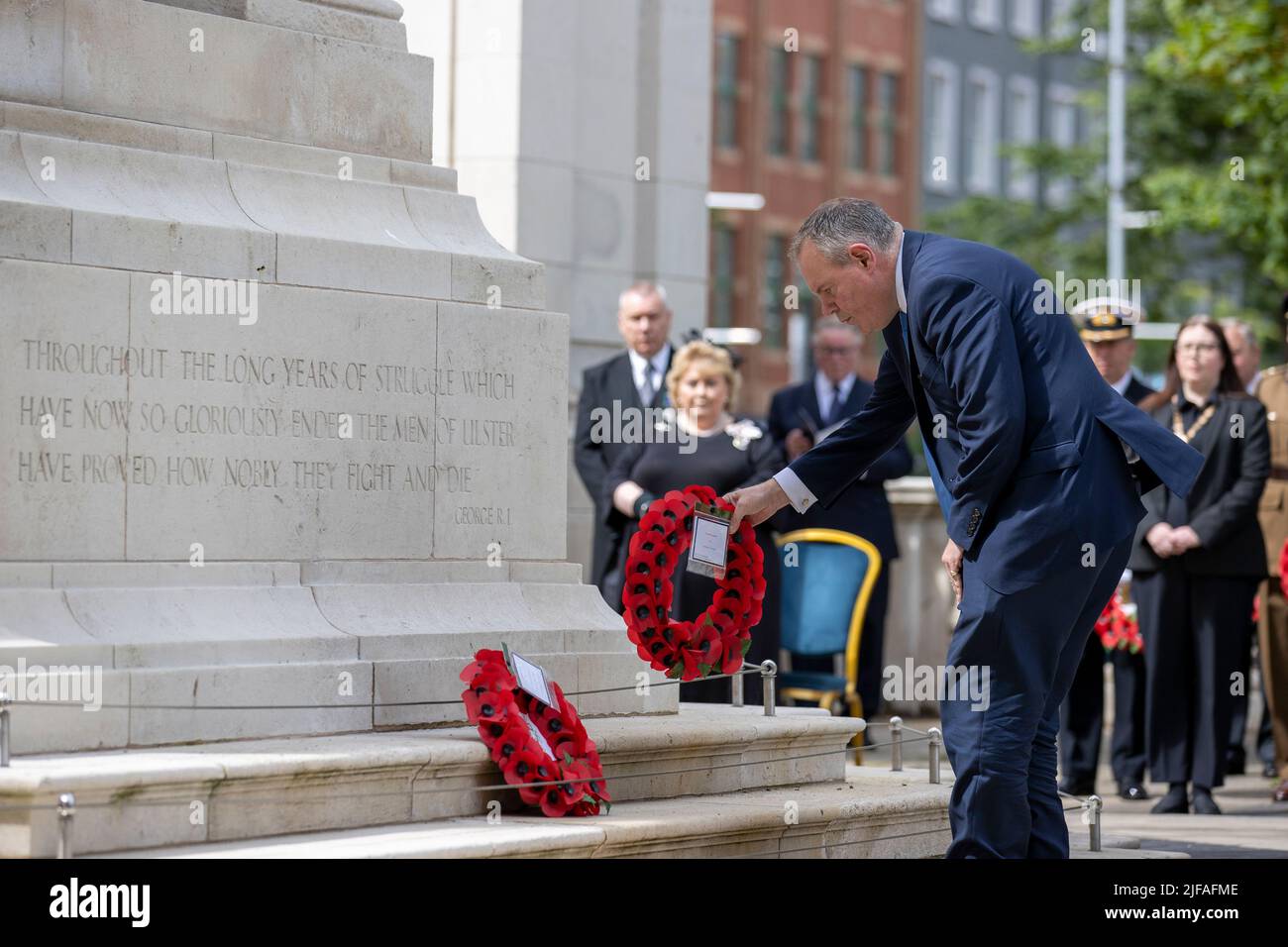 Minister of State for Northern Ireland Conor Burns lays a wreath at the ...