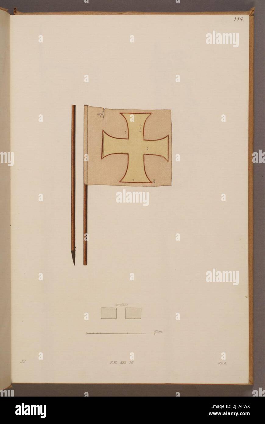 Department in gouache depicting field signs taken as a trophy of the ...